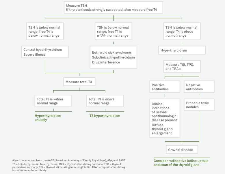 Hypo- and hyper-thyroidism: algorithm for screening and diagnosis